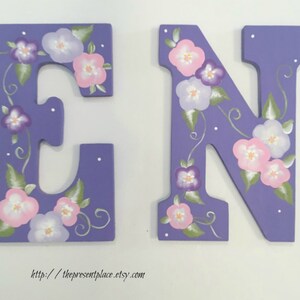 Purple Wooden Letters With Pastel Flowers - Etsy