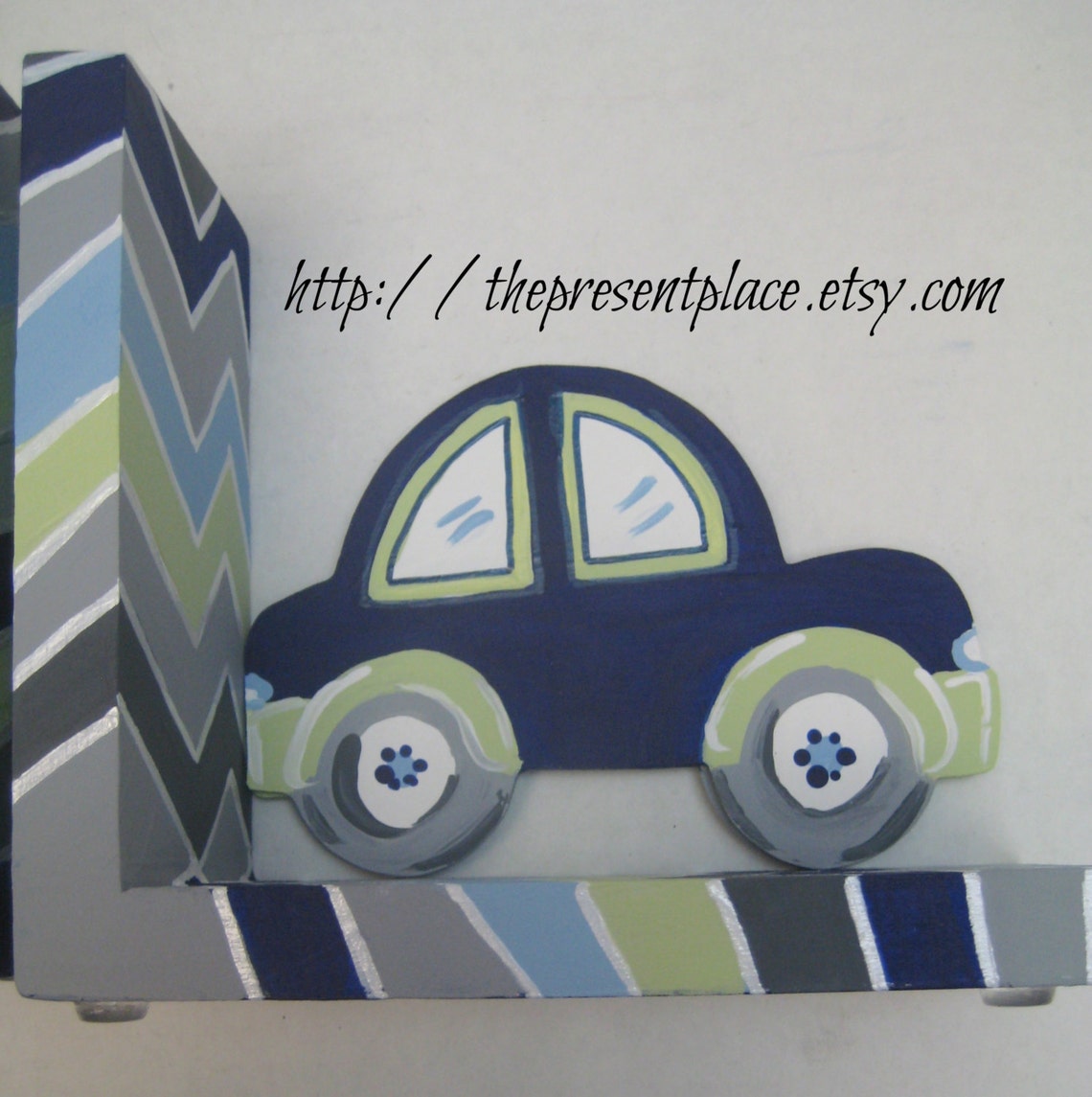 Hand Painted Car Bookendszigzag Bookendsboys | Etsy
