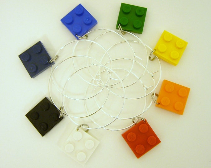 Toy Brick Wine Glass Charms, Set of 8, a Great Gift for Her by Abbie ...