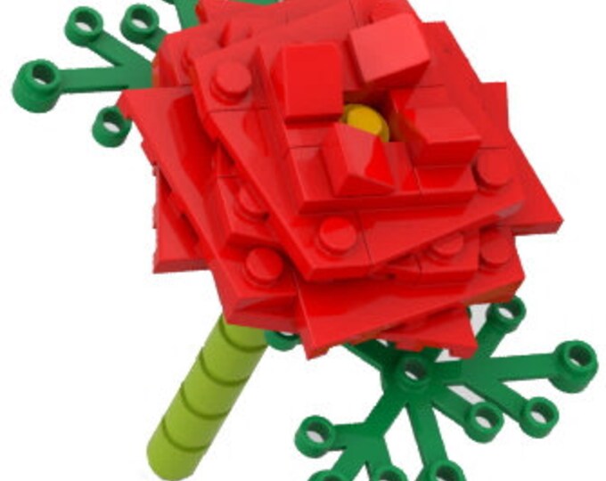Brick Rose Building Kit Nerdy Geeky Valentine in Full Bloom by - Etsy
