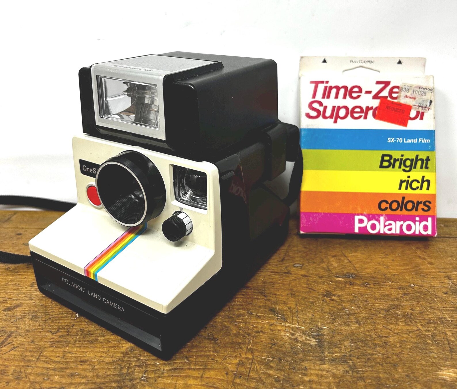 Vintage Polaroid SX-70 One Step Camera - White Rainbow Stripe - With ...