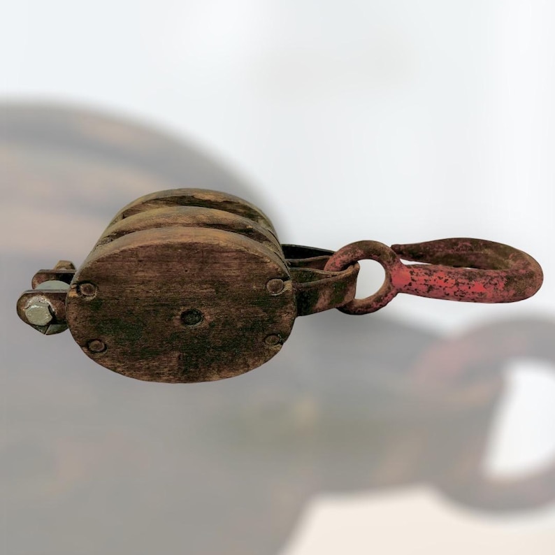 Large Antique Double Pulley: Rustic Wood & Cast Iron Farmhouse Decor - Etsy