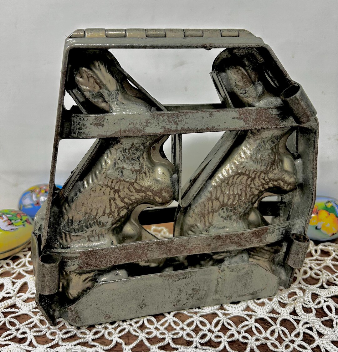 Antique Large Double Bunny Chocolate Mold German Chocolate Bunny Rabbit ...