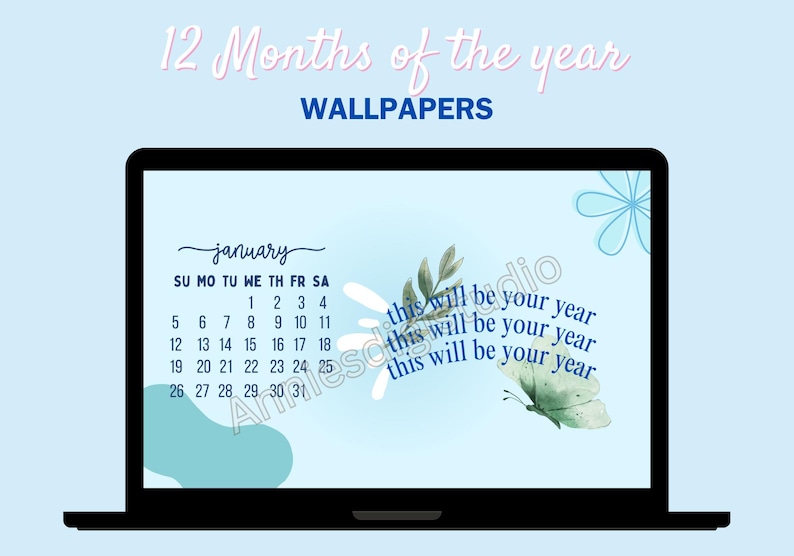 2025 12 Months of the Year Calendar & Quote Desktop Wallpapers - Etsy