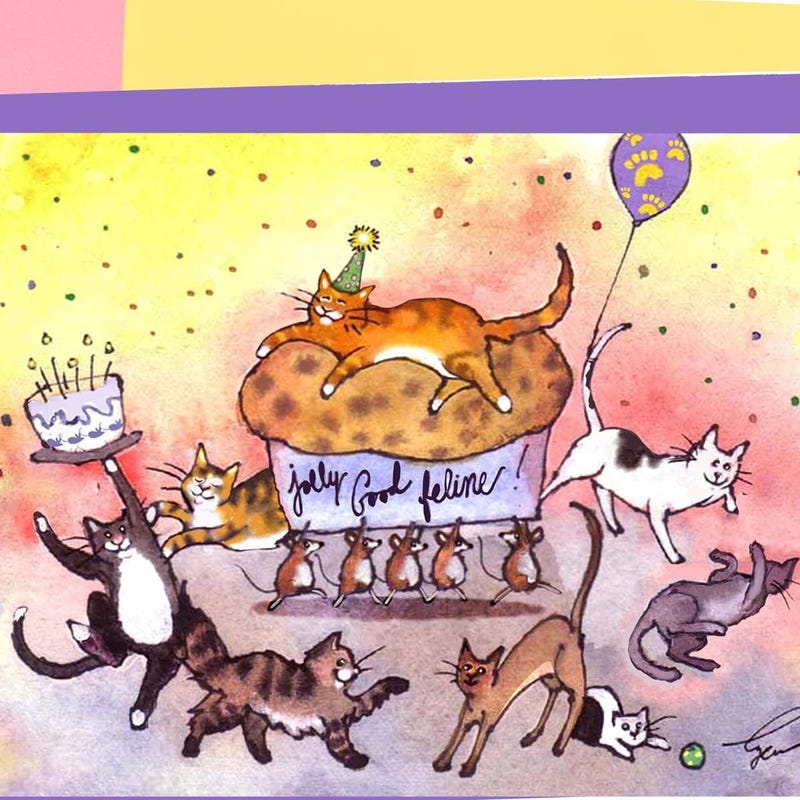 Siamese Birthday Card Blank - Etsy