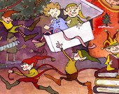 Santa's Workshop Christmas Card Christmas Elves Greeting | Etsy