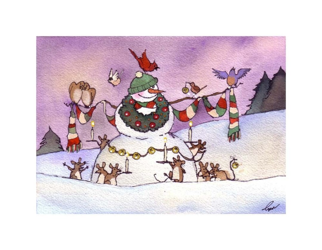 Snowman Greeting Card, Christmas Greeting Card, Christmas Card ...
