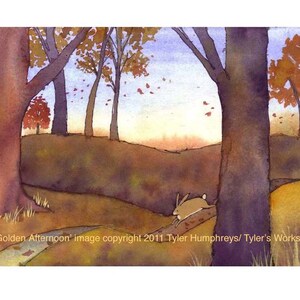 Watercolor Card Autumn Illustration Bunny Rabbit Animal Watercolor ...