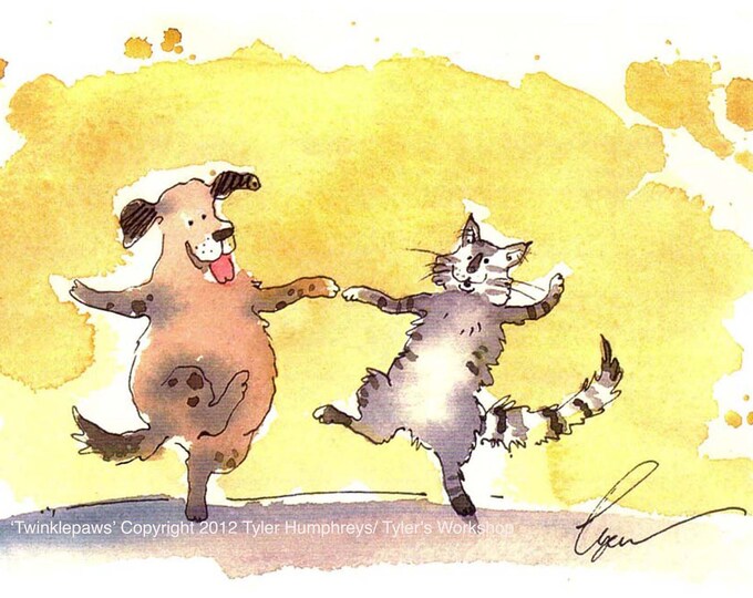 Happy Birthday Cat and Dog Blank Illustrated Card - Etsy