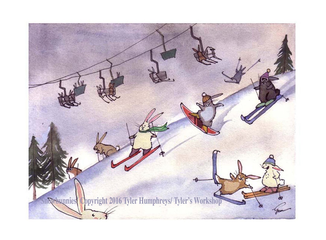 Funny Blank Winter Bunnies Card - Funny Card - Bunny Card - Rabbit Card ...