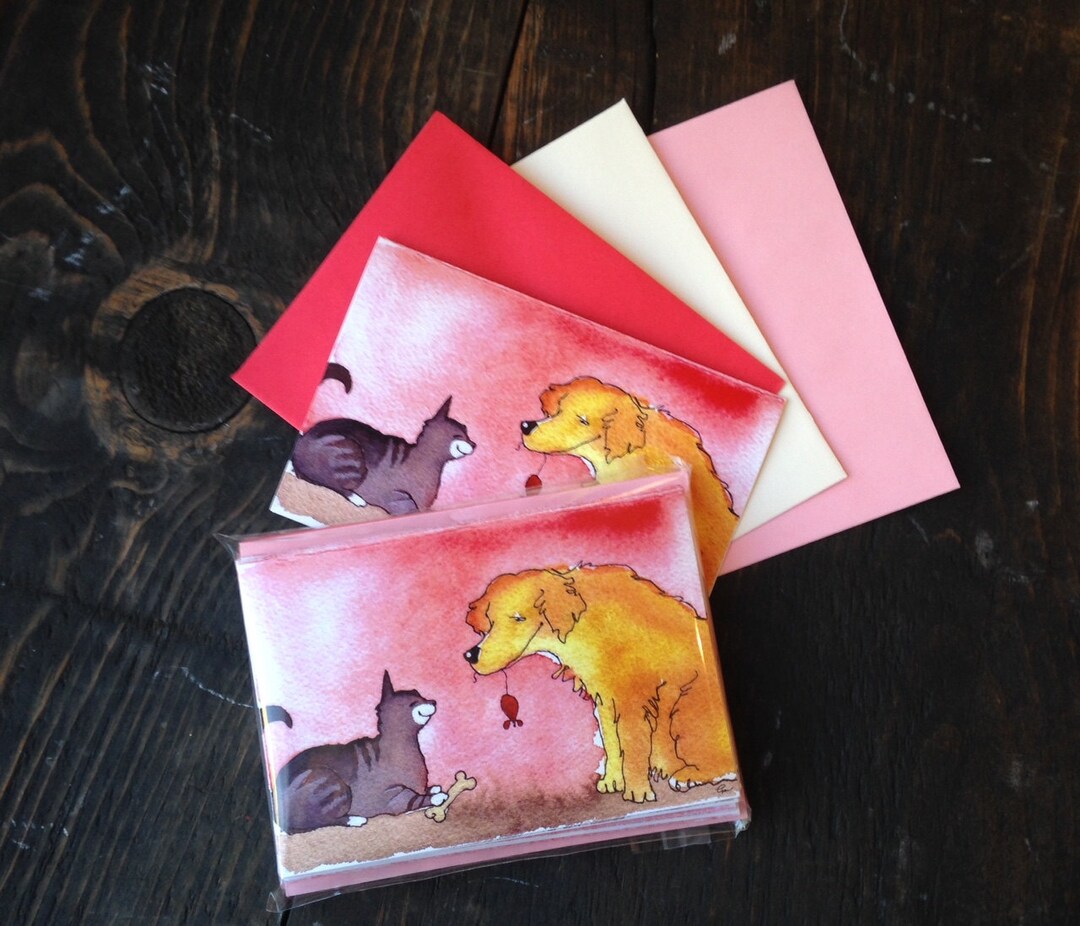 Funny Cat and Dog Valentines Cards Set of 6, Over 15% Discount, Funny ...