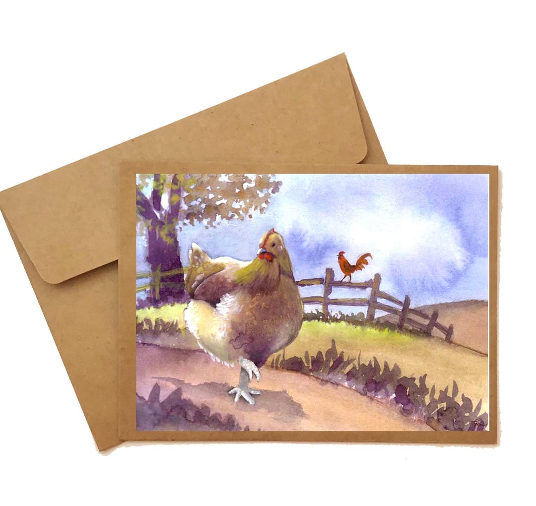 Chicken Card Funny Chicken Greeting Card Blank Card Chicken Farmyard ...