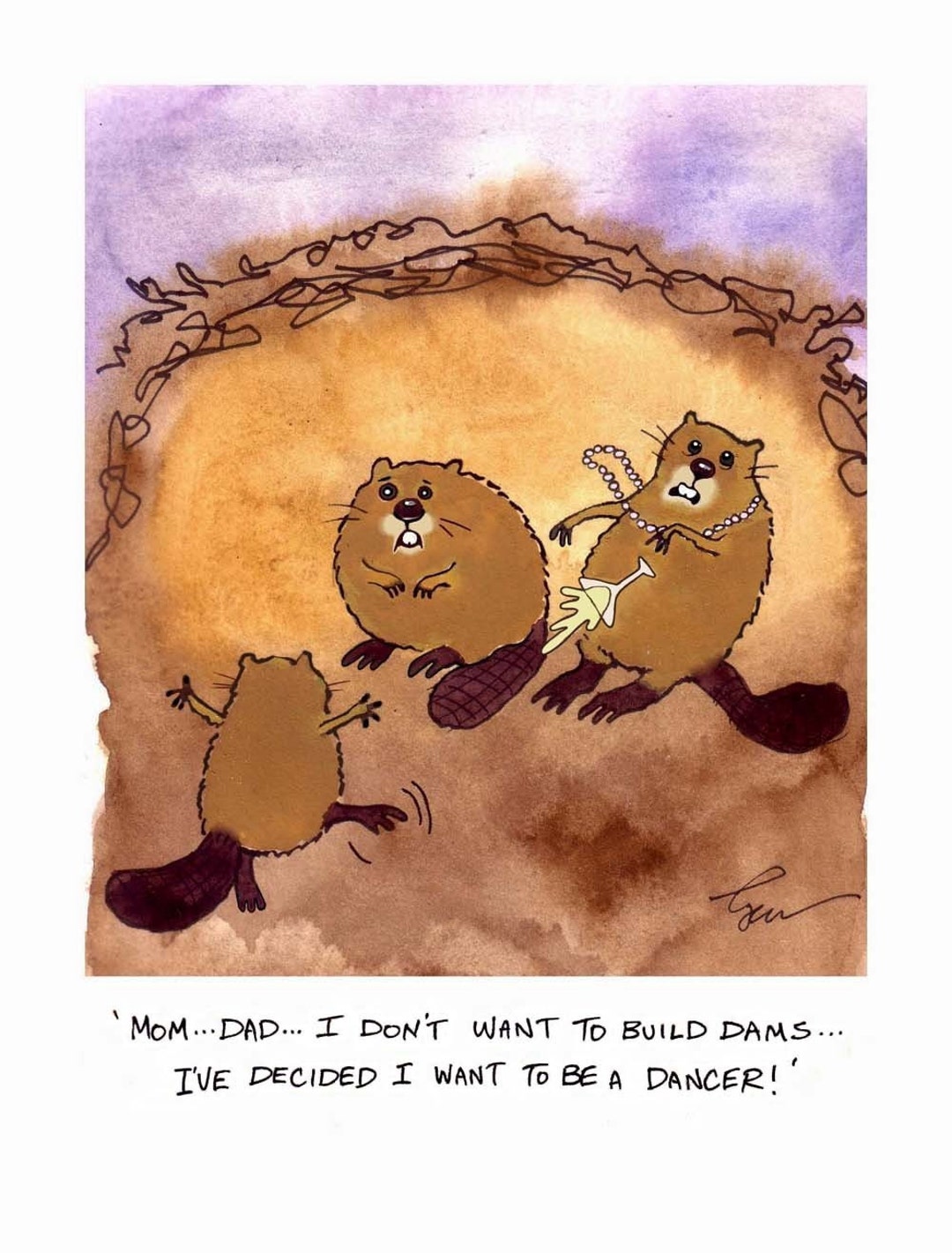 Beavers Art - Beaver Greeting Card - Funny Beaver Card - Beaver ...