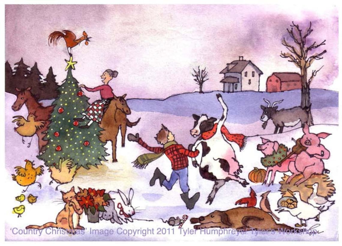 Christmas Card Farm Animals Christmas Greeting Card Funny - Etsy