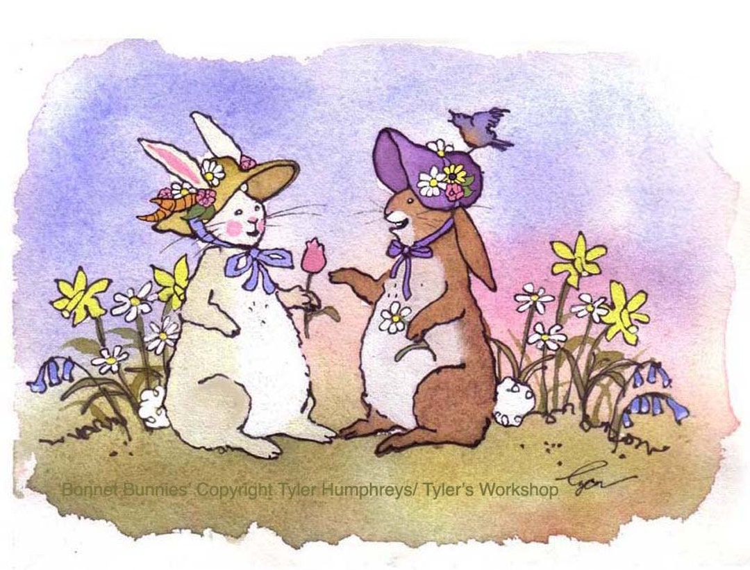 Easter Card Funny Bunny Rabbit Card Rabbit Art Spring Watercolor ...
