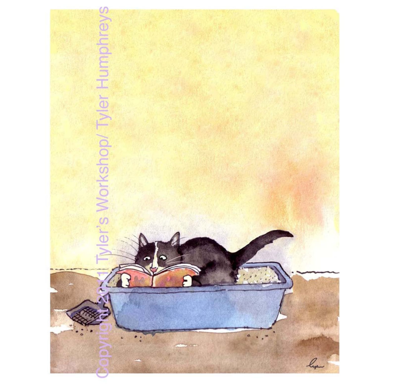 Funny Cat Card Cat Greeting Card Cat Cartoon Watercolor Cat - Etsy