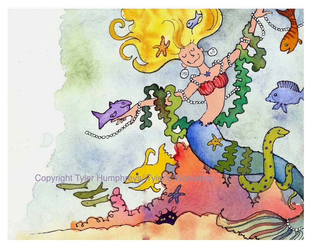 Mermaid Card, Mermaid Art, Funny Fish Mermaid Greeting Card Mermaid ...