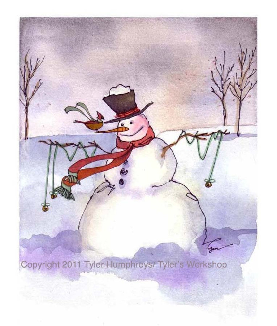 Snowman Christmas Greeting Card Snowman Card Snowman Art | Etsy