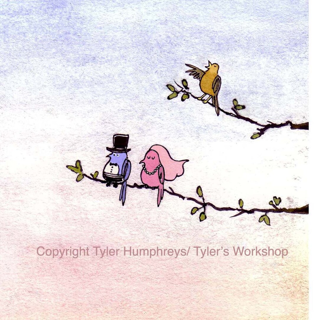 Wedding Card - Funny Birds Bride and Groom Wedding Card - Getting ...