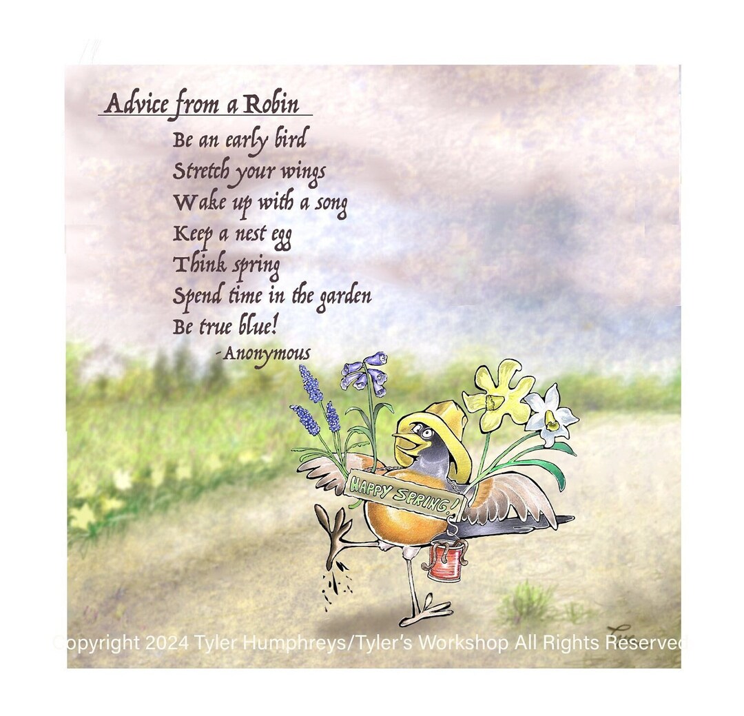 NEW Life Advice Inspiration Blank 5" X 5" Square Bird Robin Spring ...