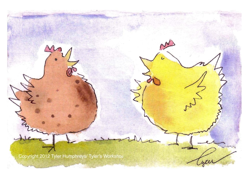 Chicken Card Funny Chicken Greeting Card Funny Chicken Illustration ...