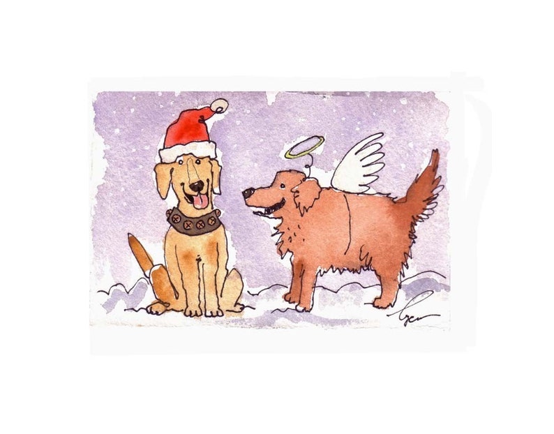 Funny Watercolor Dogs Christmas Greeting Card Dog Christmas - Etsy
