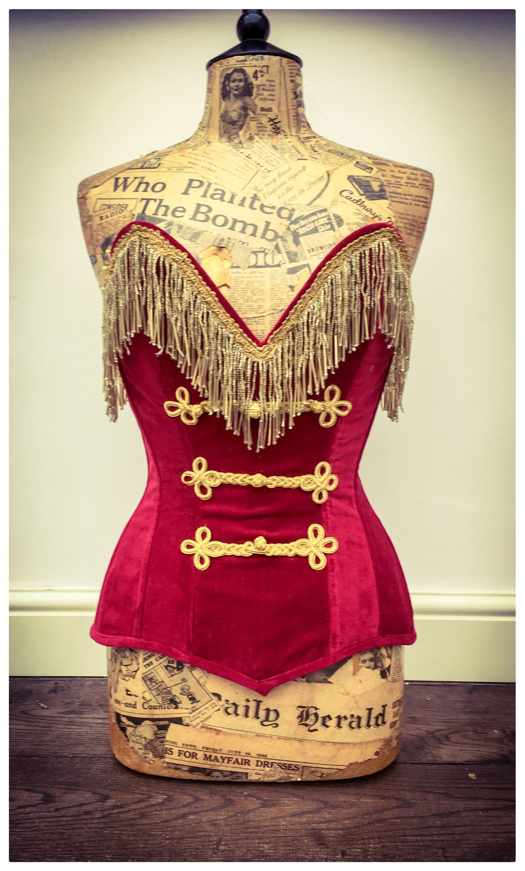 Steel Boned Red Velvet Circus Ring Master Corset Steam Punk Burlesque ...