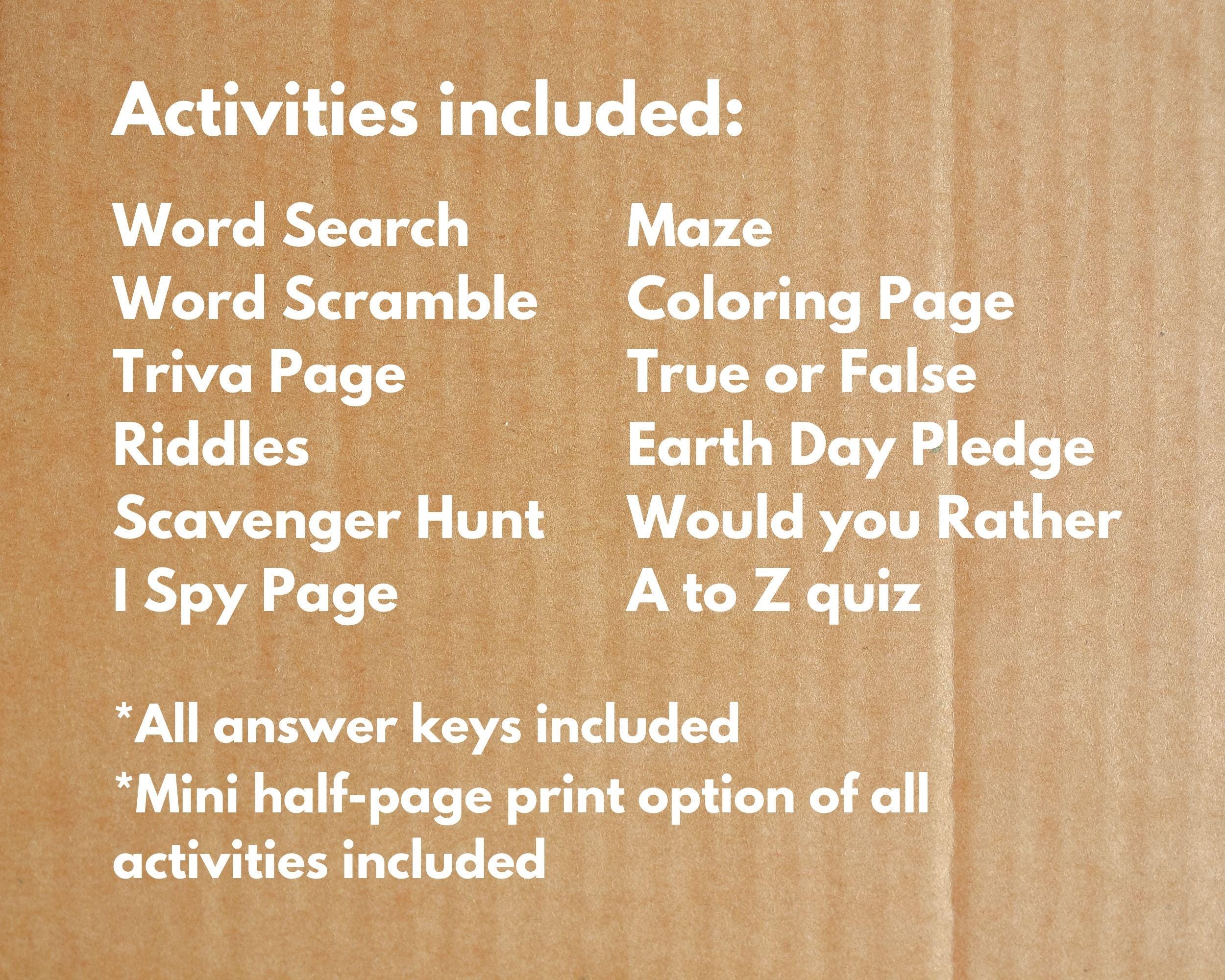 Earth Day Printable Activity for Kids, Earth Day Games, Earth Day ...