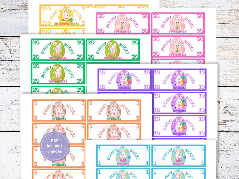 Easter Bunny Bucks Printable, Play Money, Easter Egg Hunt (digital ...