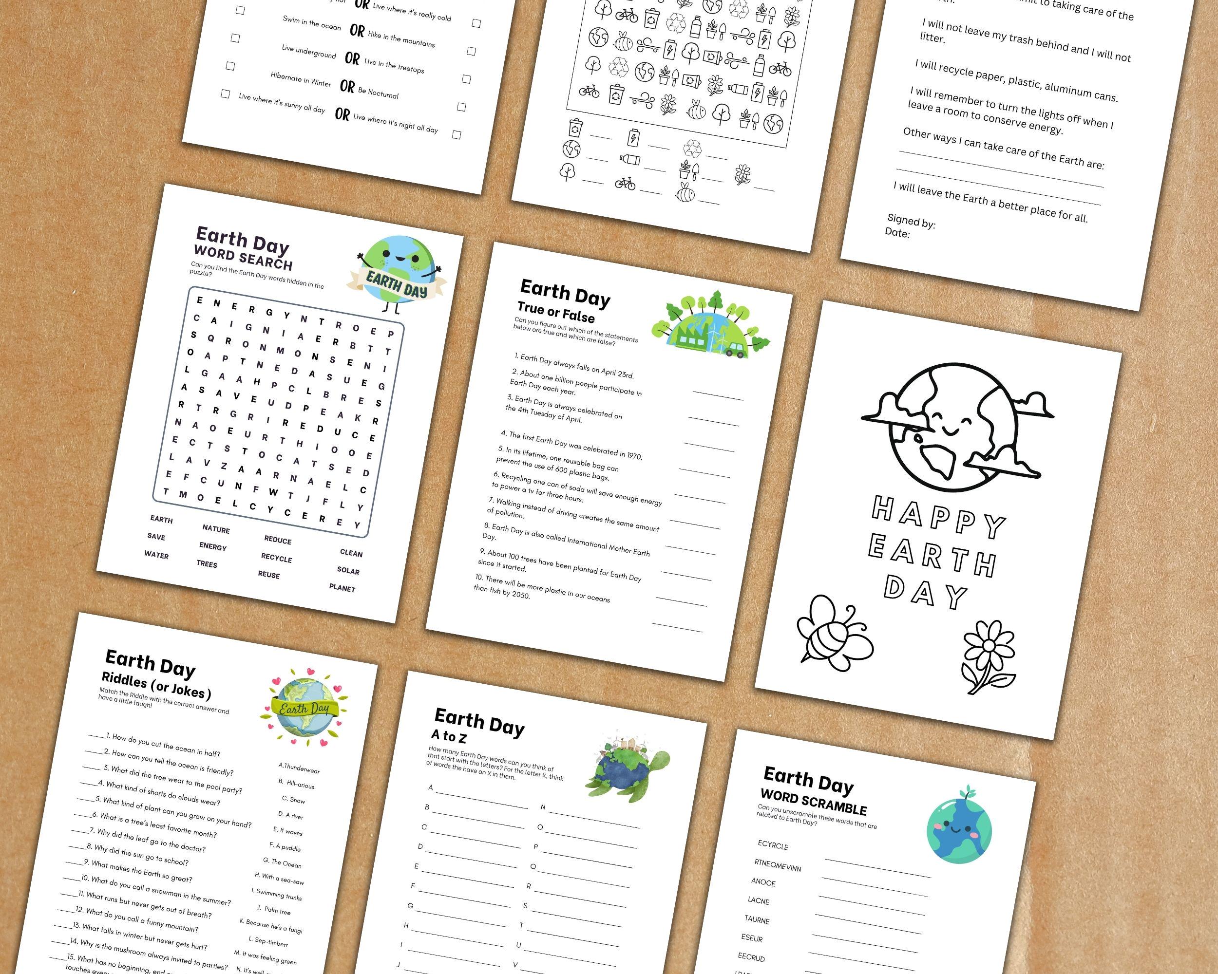 Earth Day Printable Activity for Kids, Earth Day Games, Earth Day ...