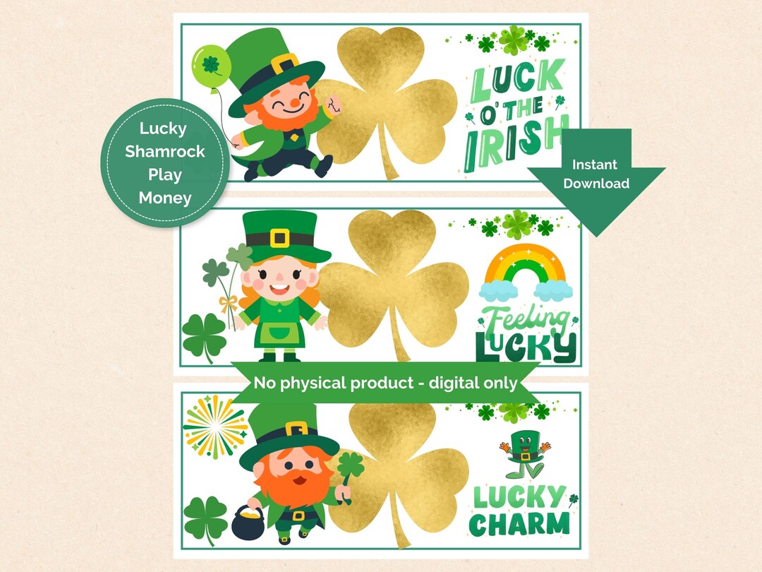Printable St Patrick's Day Lucky Play Money, St. Patrick's Day Crafts ...