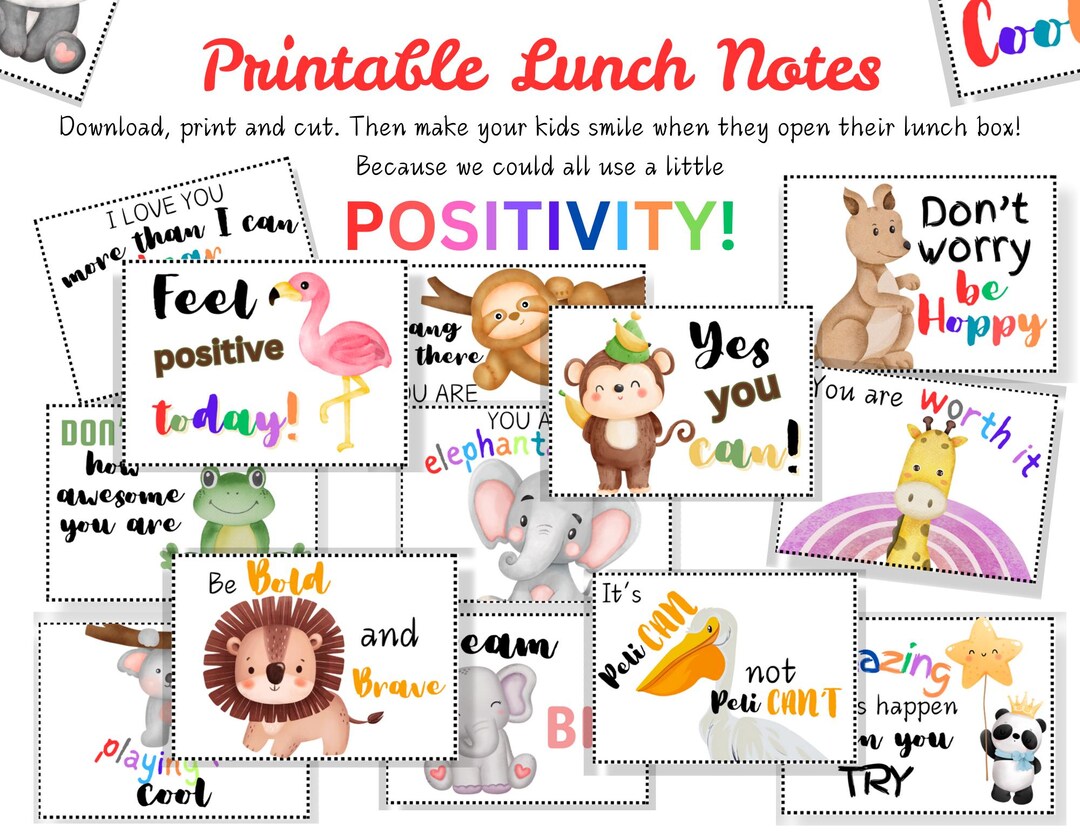 36 Printable Lunch Box Notes for Kids - Etsy