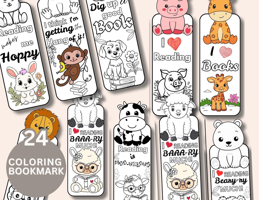 Animals Coloring Bookmarks Printable - Etsy
