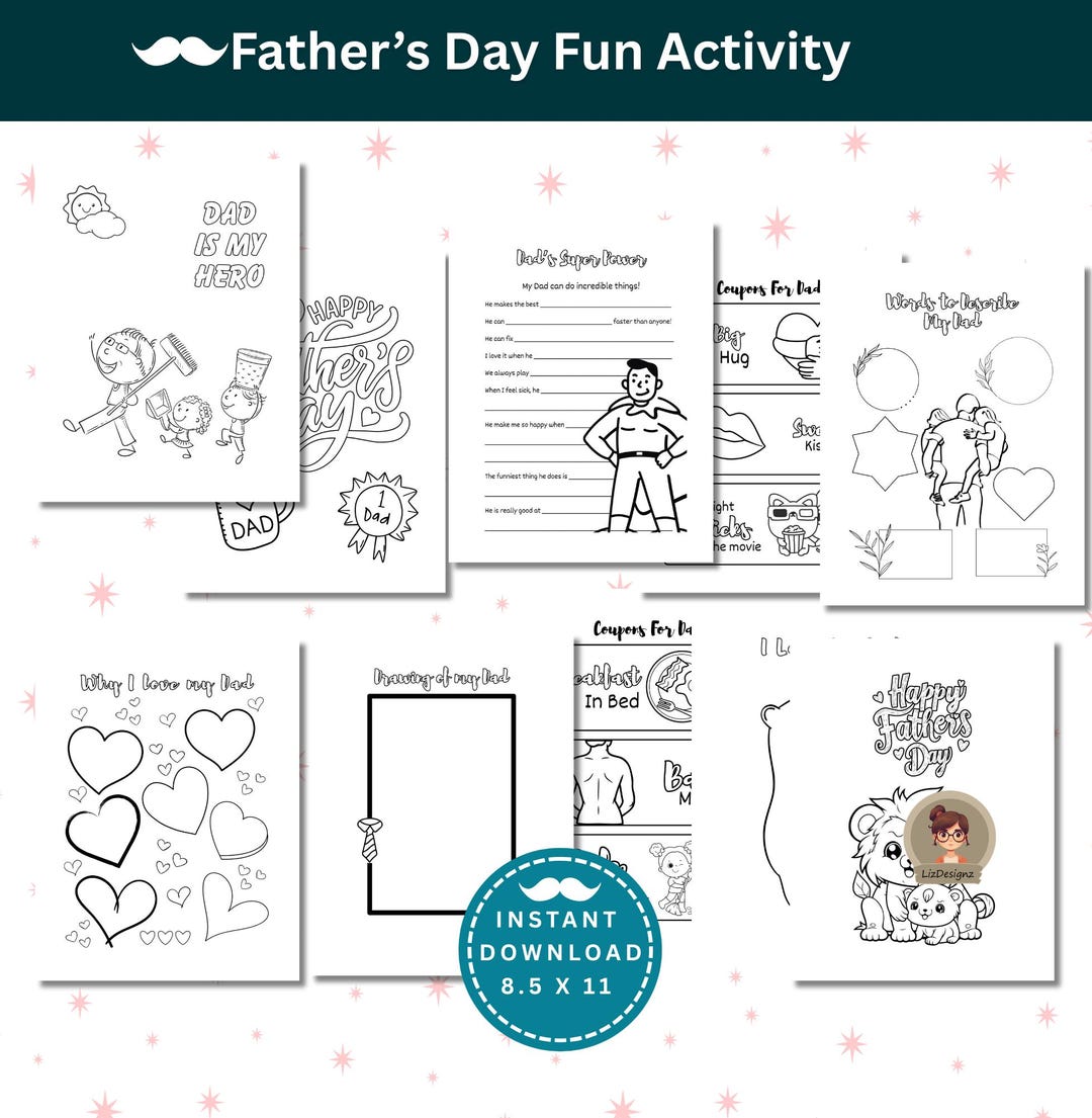 Father's Day Printable for Fathers Day, Gift All About My Dad Activity ...
