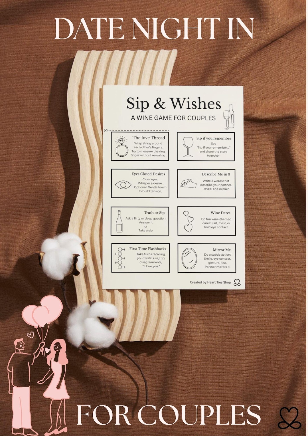 Date Night Games| Sip and Wishes Games for Couples| Date Night Cards ...