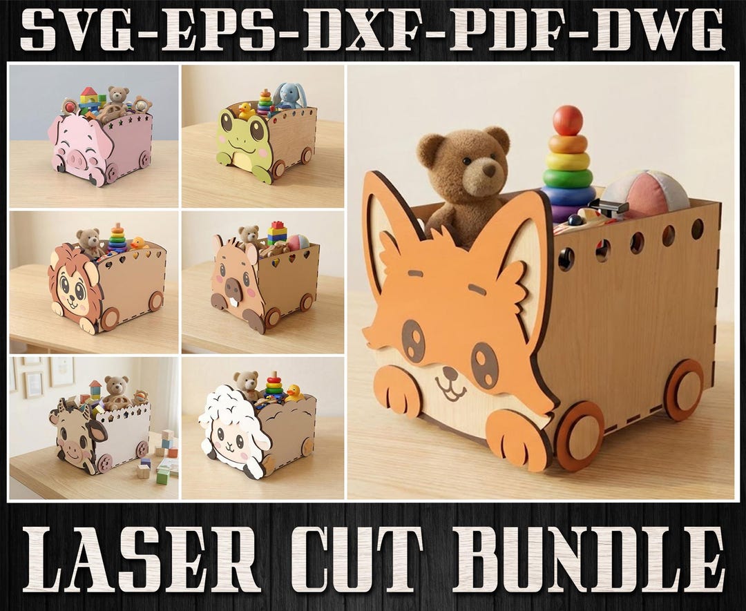 Animal Toy Box Laser Cut Bundle, 3d Cute Animals Gift Boxes - Etsy