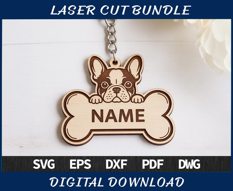 Laser Cut Dog Name Tag Keychain Bundle SVG (digital Download) - Etsy