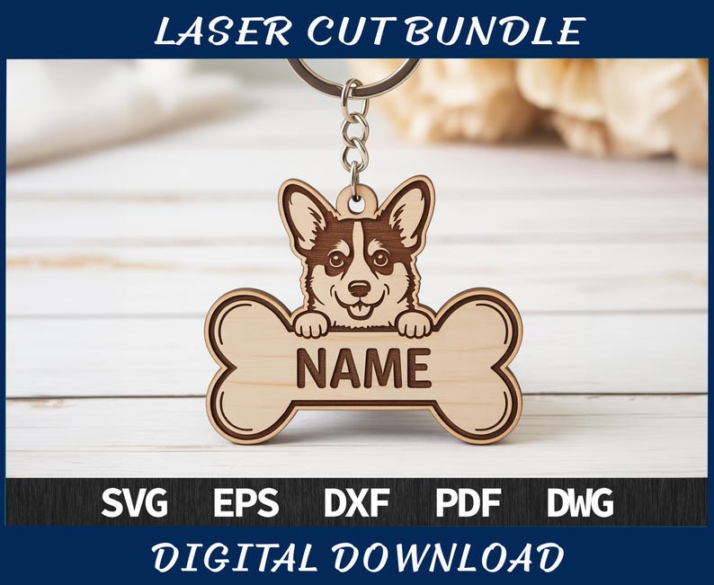 Laser Cut Dog Name Tag Keychain Bundle SVG (digital Download) - Etsy