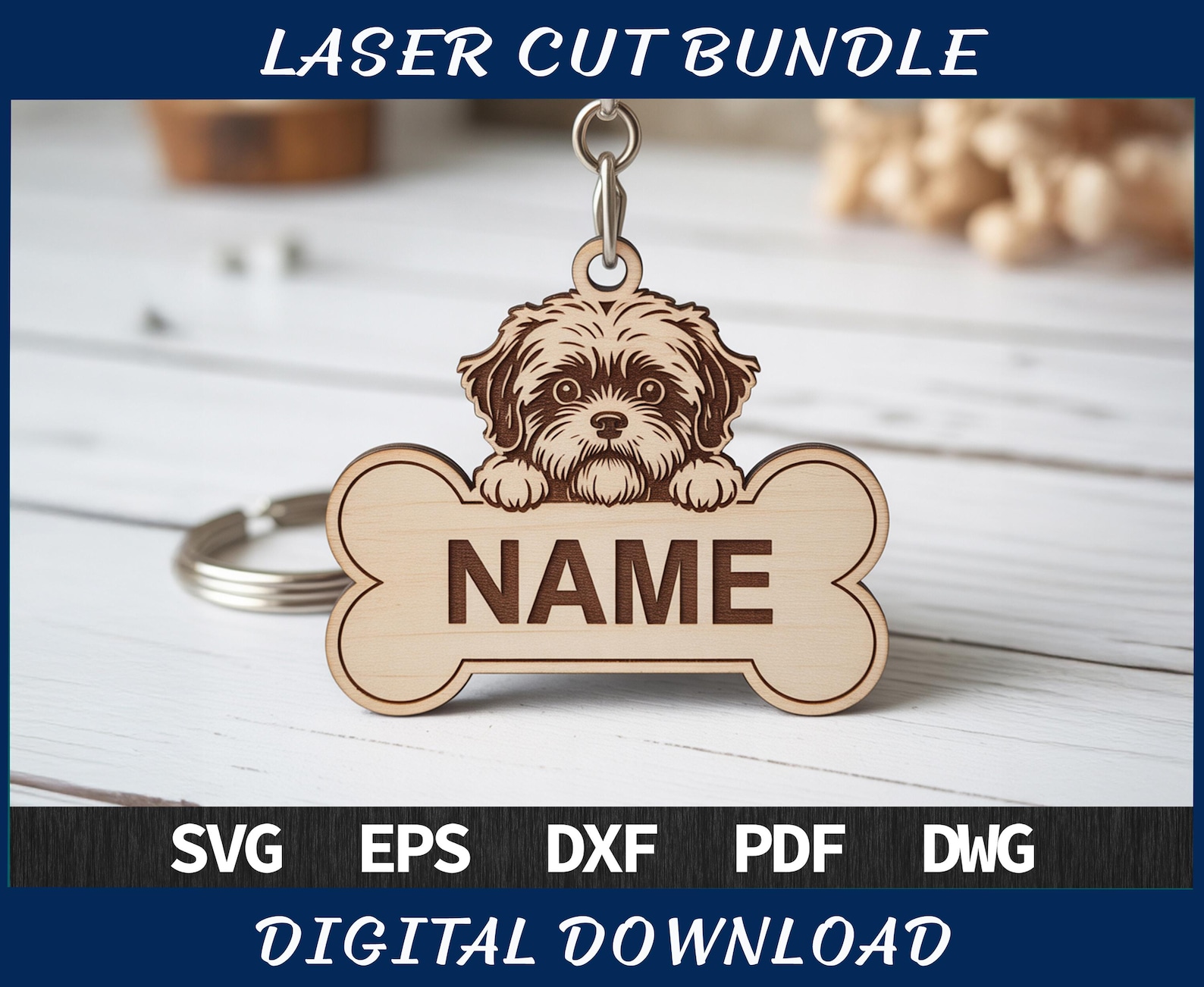 Ultimate Dog Name Tag Keychain Bundle Laser Cut, Pet Keychain Laser Cut ...