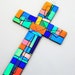Made to Order Large Dichroic Glass Cross Wall Hanging Multi Color Blue ...