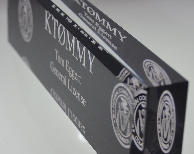 Ham Radio Desk Wedge 1 Inch Thick FCC Logo, Your Call Sign, Name and ...