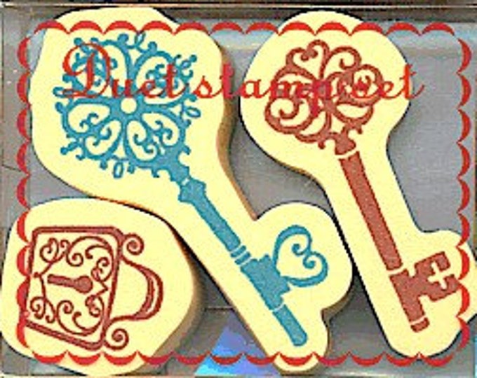 Kawaii Cute Old Key and Lock Stamp Set of 3 - Etsy