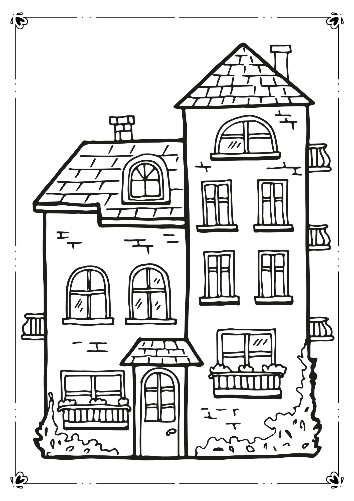 House Coloring Pages for Kids Printable Cute Home Coloring Sheets – Fun ...
