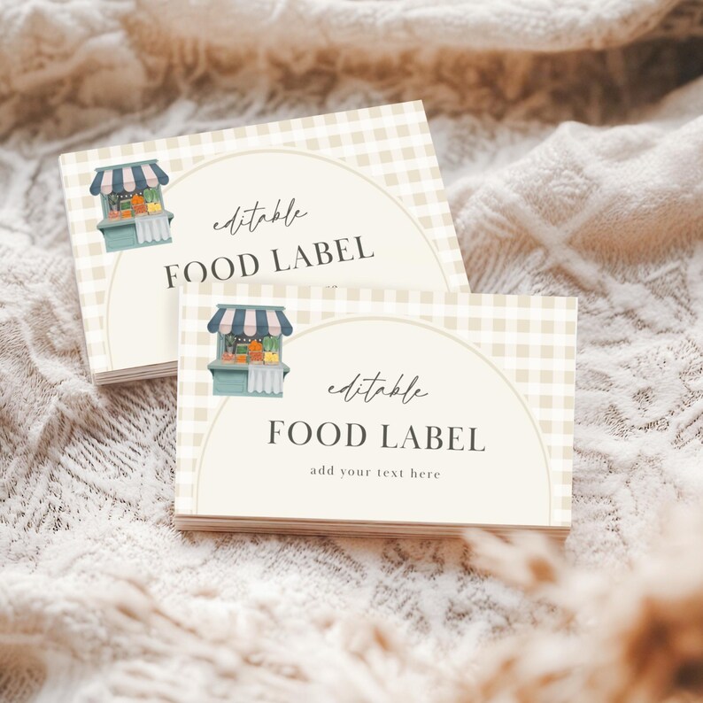 Farmers Market Food Label Template: Bridal Shower Buffet Cards (digital ...