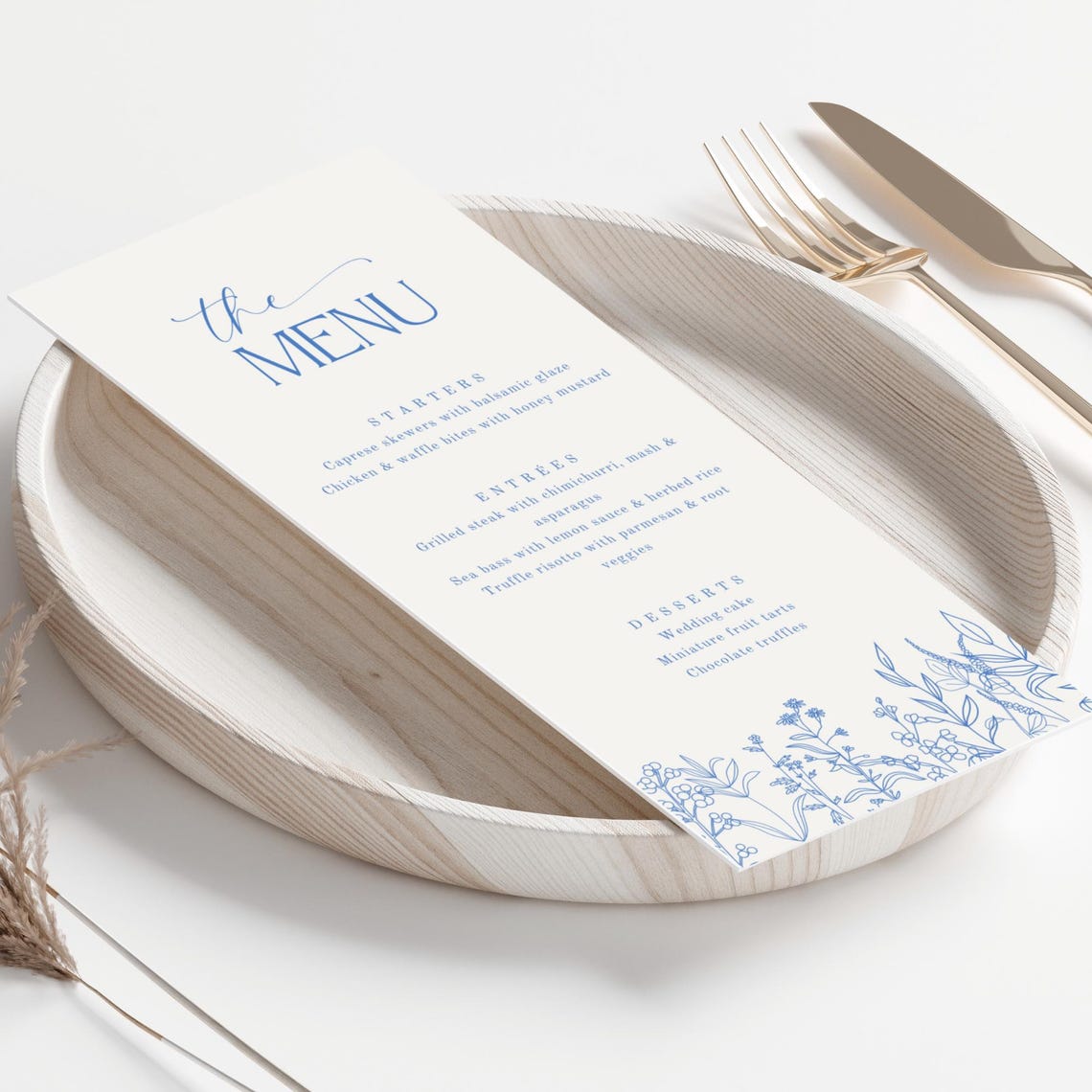Dusty Blue Wildflower Bridal Shower Menu Template, Printable Shower ...