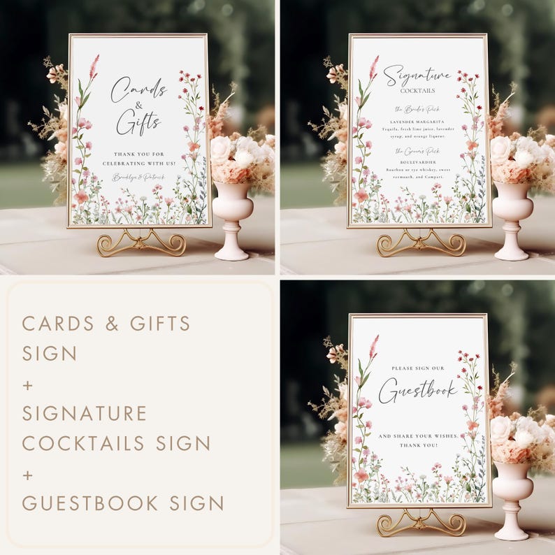 Boho Wildflower Wedding Bundle, Rustic Floral Invitation Set ...