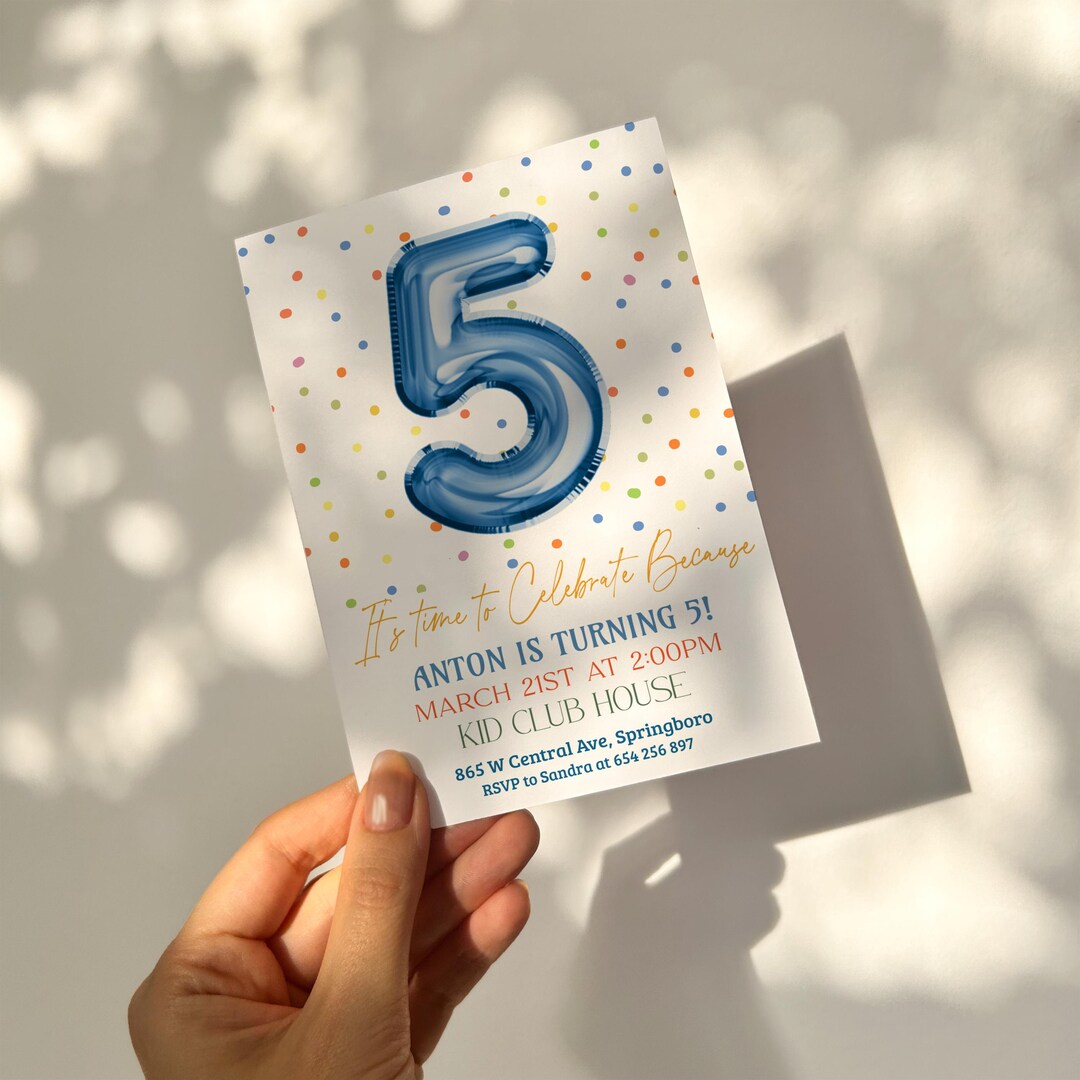 High 5th Birthday Invitation - Editable Hi Five Invite Template - Boys ...