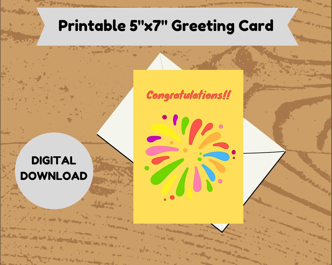 Printable Congratulation Card Graduation Card Gender Reveal Card ...