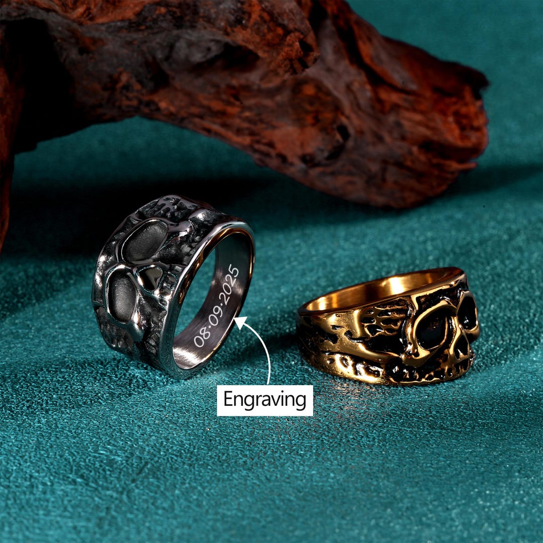 Personalized Skull Men's Ring, Gothic Retro Ring, Adventure and Freedom ...