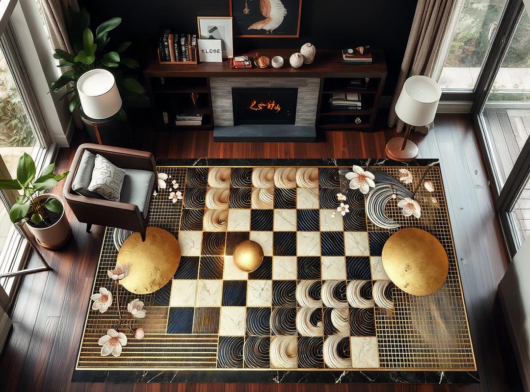 Chessboard Patterned Rug,modern Design Carpet,modern Rug, Non-slip Rug ...